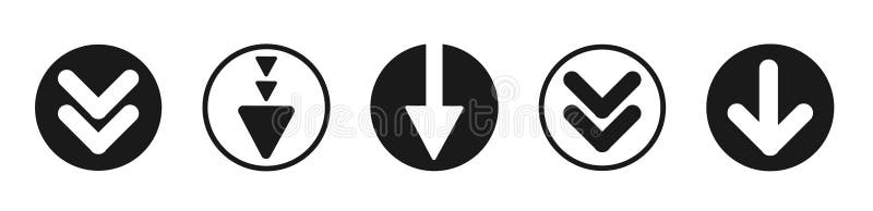 Down Icon Set. Down Sign Symbol Vector Illustration Stock Vector ...