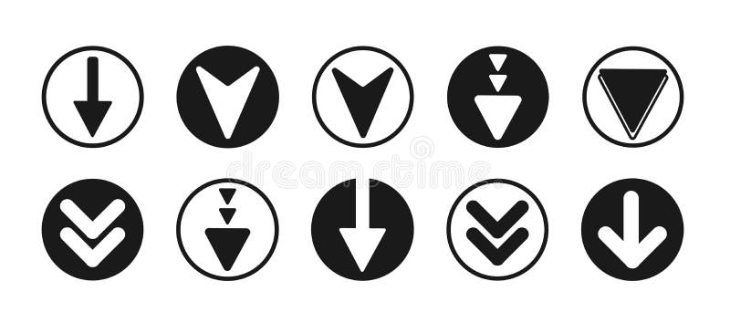 Down Icon Set Vector Illustration. Flat Down Icon â€“ Vector Stock ...