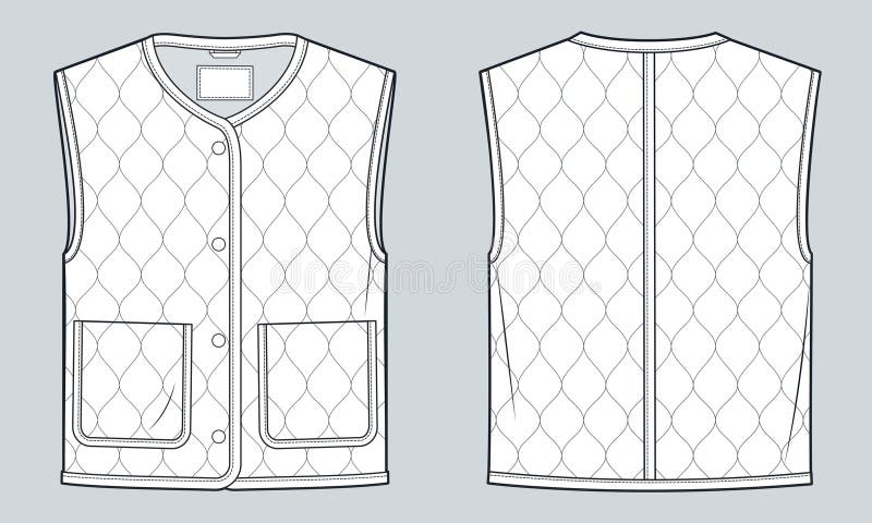 Down Jacket Technical Fashion Illustration. Vest Jacket Fashion Flat ...
