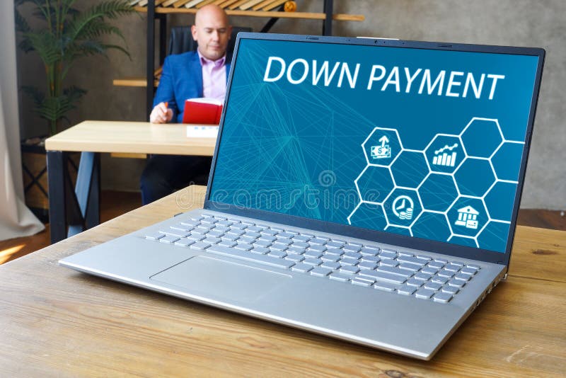 DOWN PAYMENT Sign on the Computer Stock Photo - Image of finance ...