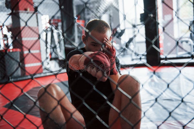 Wrapping Bandages. Prepared for the Fight. Athletic Young People Have ...