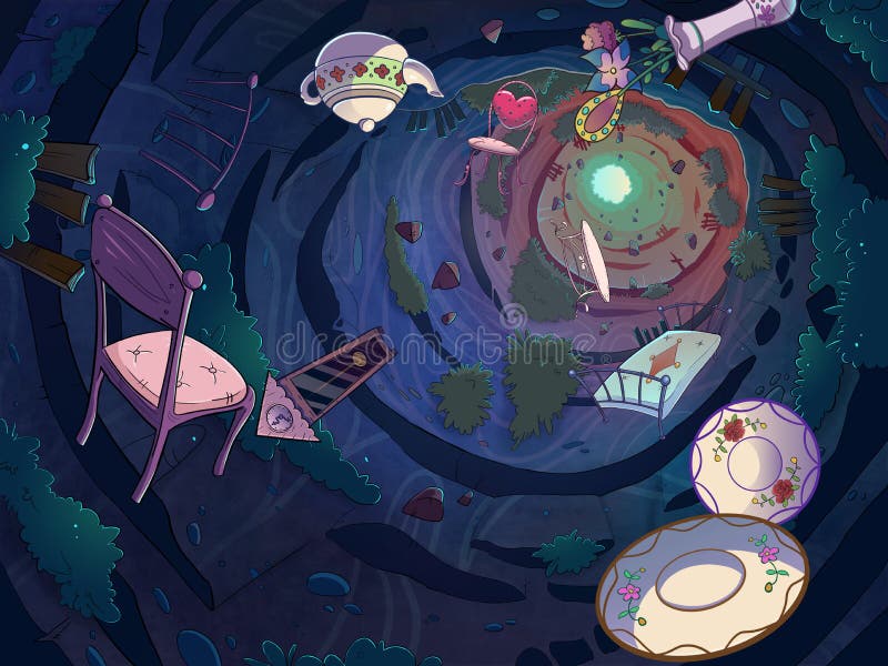 Down The Rabbit Hole Stock Illustration Illustration Of Dimension 56849527