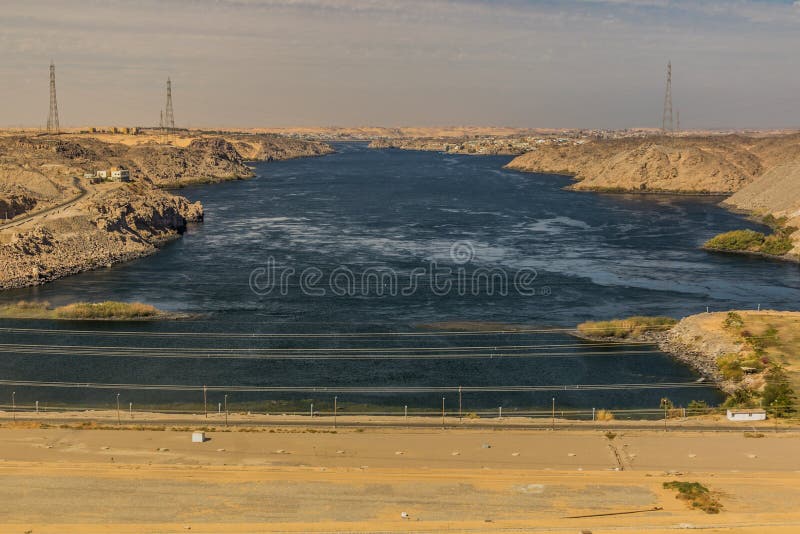 Down River View from Aswan High Dam, Egy Stock Photo - Image of plant ...
