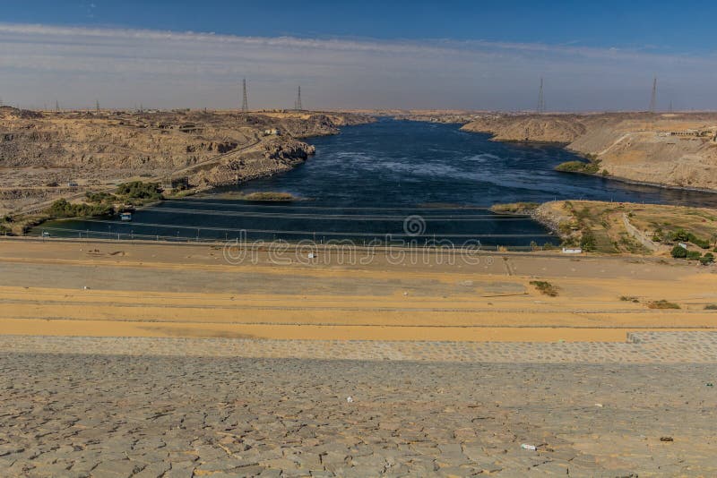 Down River View from Aswan High Dam, Egy Stock Photo - Image of ...