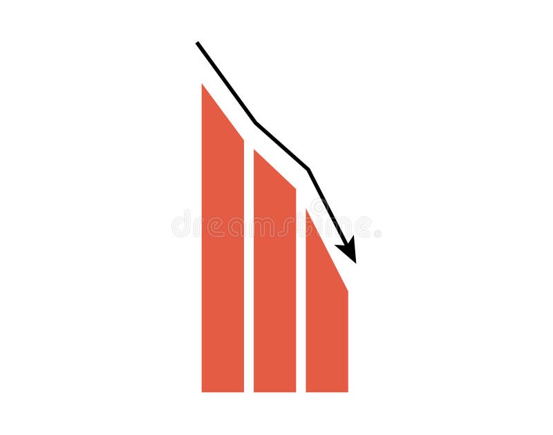 Down Simple Arrow, Finance Loss Analysis Icon. Red Chart, Dynamics of Decline Stock Vector ...