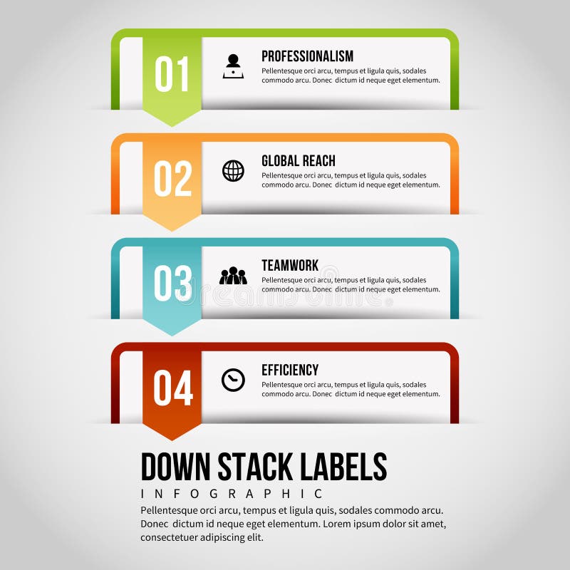 Down Stack Labels Infographic Stock Vector - Illustration of icon ...