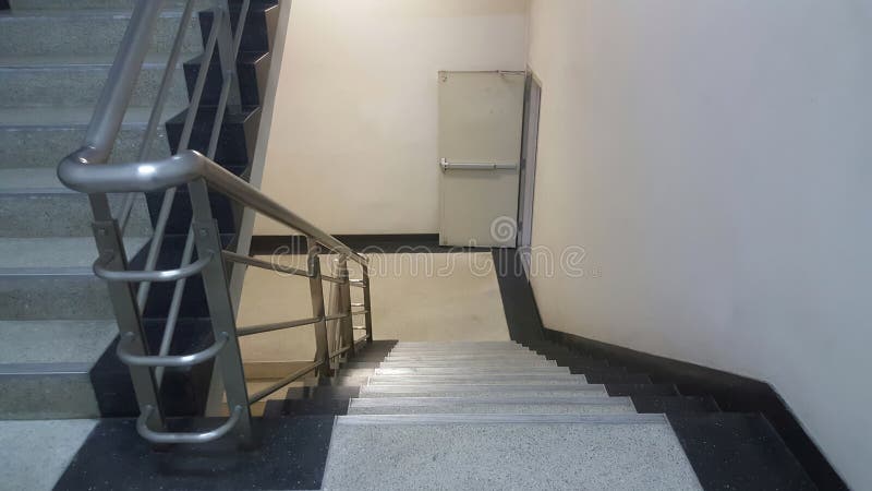 Stair for Fire Escape with Railing on Side of Building. Photo Image ...