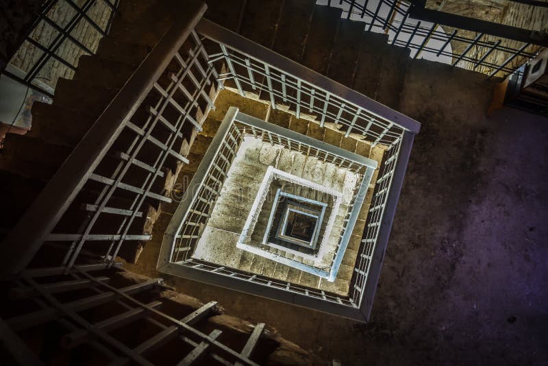 Down Staircase, Square Staircase, Stairwell Stock Image - Image of ...