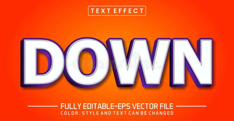 Down Text Editable Style Effect Stock Vector - Illustration of typeface ...
