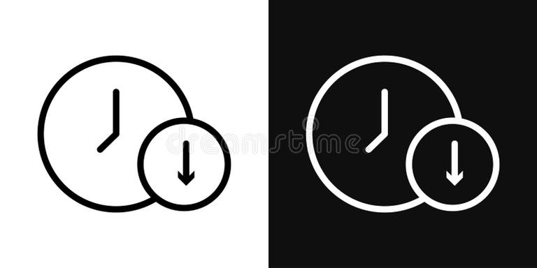 Down Time Icon Set. less Time Vector Symbol. Reduce or Decrease Working ...