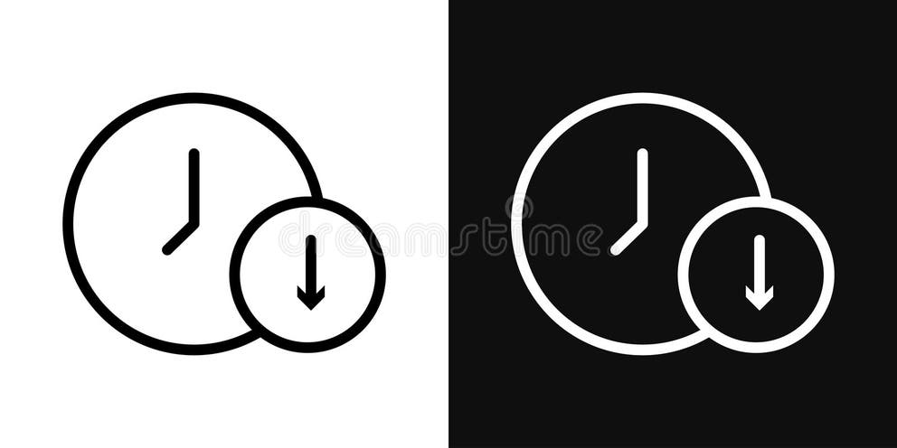 Down Time Icon Set. less Time Vector Symbol. Reduce or Decrease Working ...
