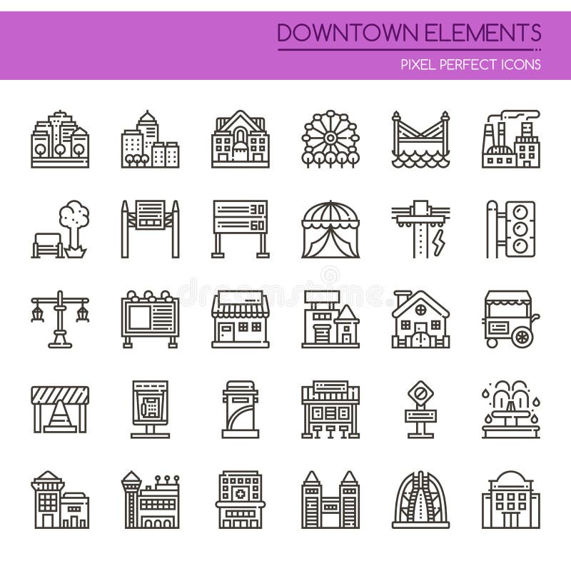 City and Town Buildings Icons , Flat Design Stock Vector - Illustration ...