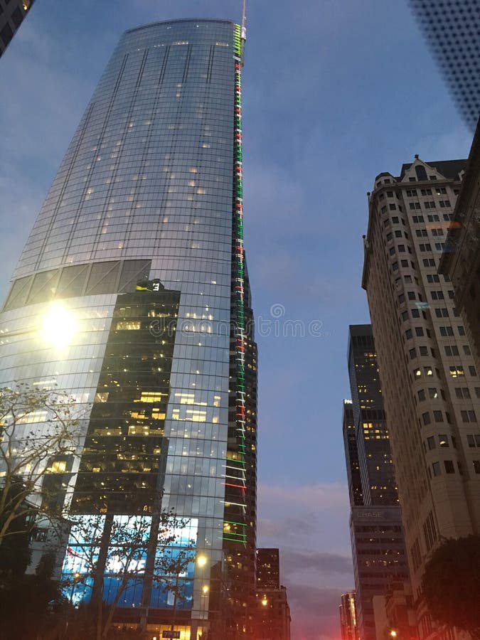 Down Town Los Angeles Night Editorial Image - Image of city, downtown ...