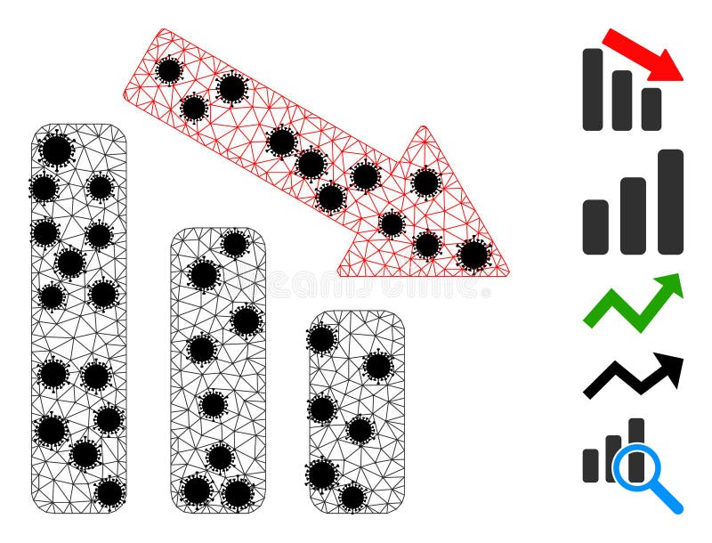 Down Trend Bar Chart Wire Frame Mesh Icon with Flu Elements Stock ...