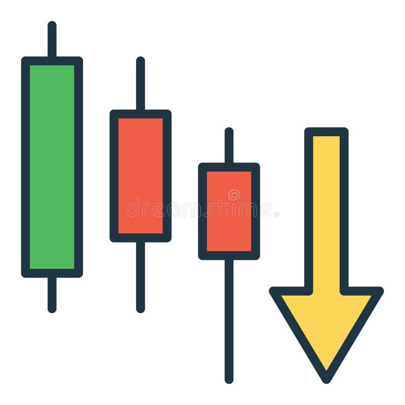 Down Trend with Candlestick Charts Vector Technical Analysis Colored ...