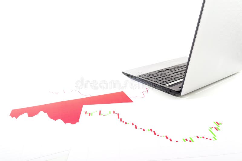 Down Trend Trading Charts and Laptop Stock Photo - Image of graph ...