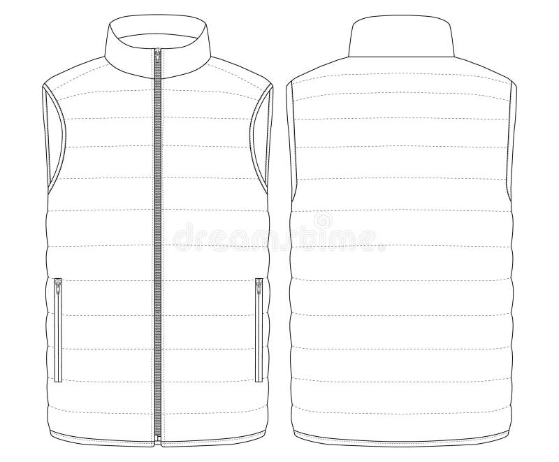 Down Vest Jacket Vector Illustration Front and Back Views Stock ...