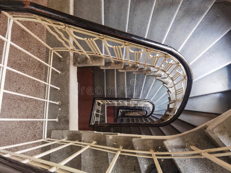 Down View of the Staircase in the Building Stock Photo - Image of round ...