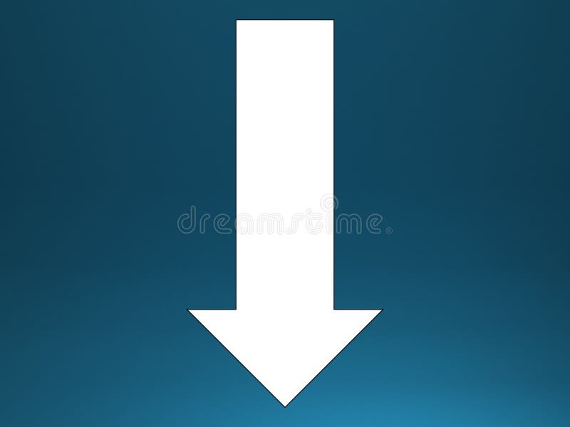 Down White Arrow on Dark Blue Background Stock Illustration ...