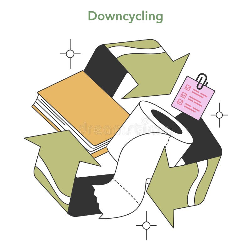 Downcycling Process Depiction. Flat Vector Illustration Stock Vector ...