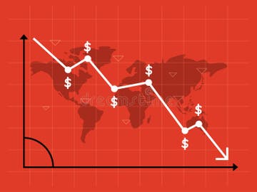 Downfall Chart in a Red Background. Isolated Vector Illustration Stock ...