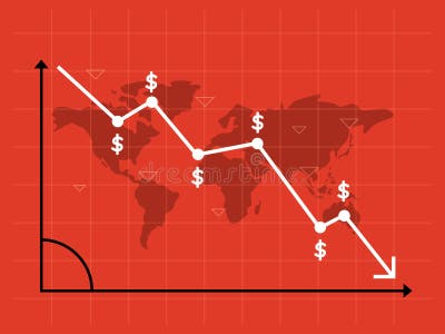 Downfall Chart in a Red Background. Isolated Vector Illustration Stock ...