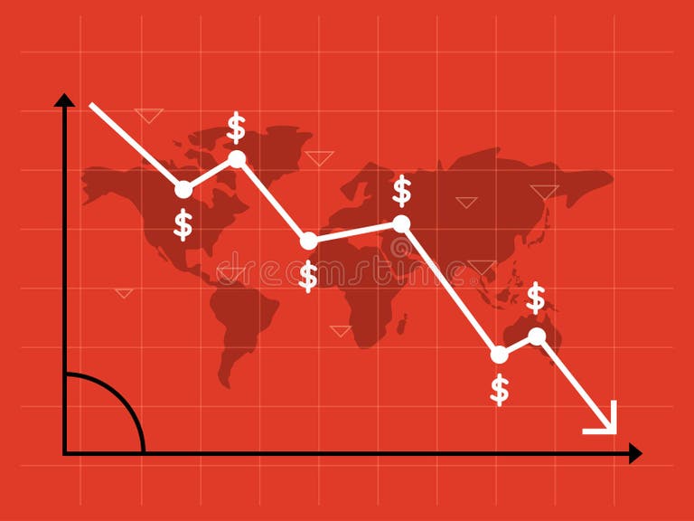 Downfall Chart in a Red Background. Isolated Vector Illustration Stock ...