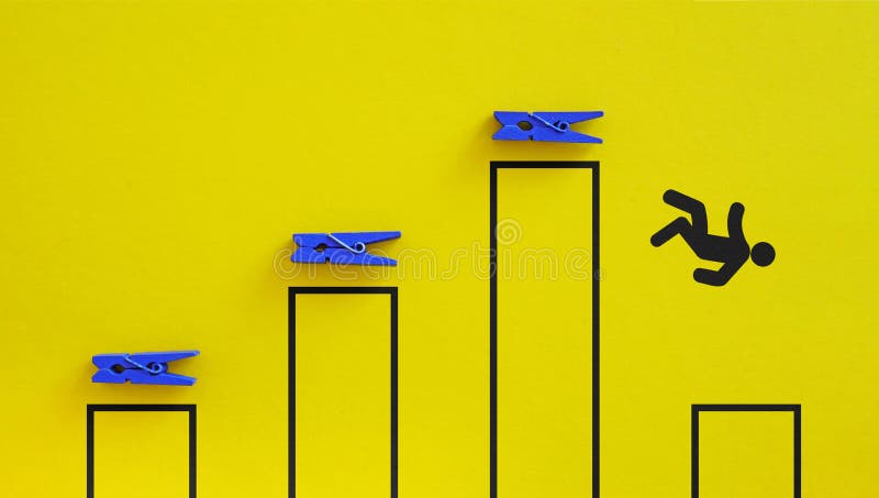 Downfall, Failure or Stepping Off the Top in Business are Shown by Man ...