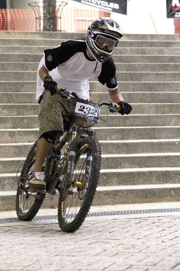 Downhill Bicycle Racing Action Editorial Stock Photo - Image of ...