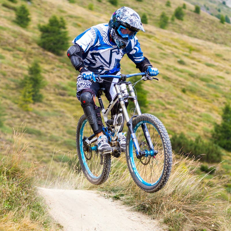 Downhill with mtb stock photo. Image of girl, forest - 169881264