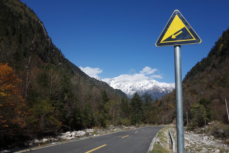 Downhill road sign stock image. Image of area, forward - 34833549
