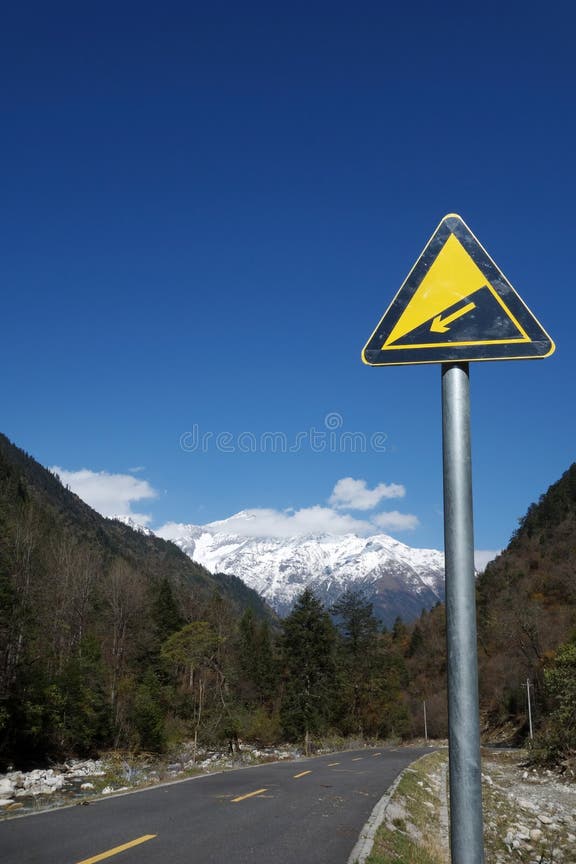 Downhill road sign stock image. Image of border, boundary - 35356049