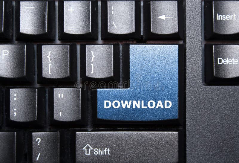 Keyboard with Green Download Button Editorial Stock Photo - Image of ...