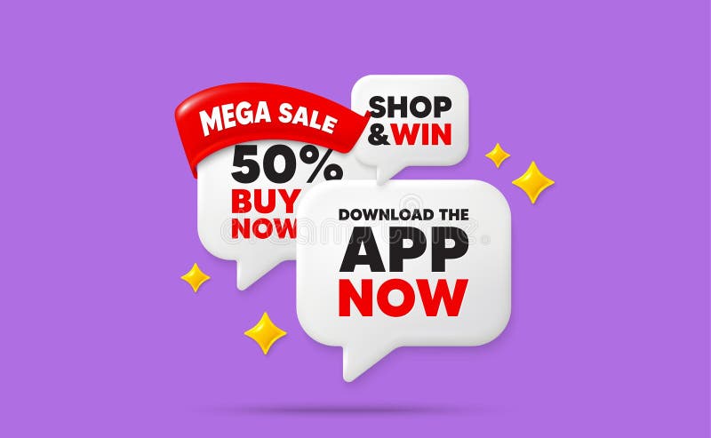 Download the App Now. Web Application Sign. Ribbon Speech Bubbles ...