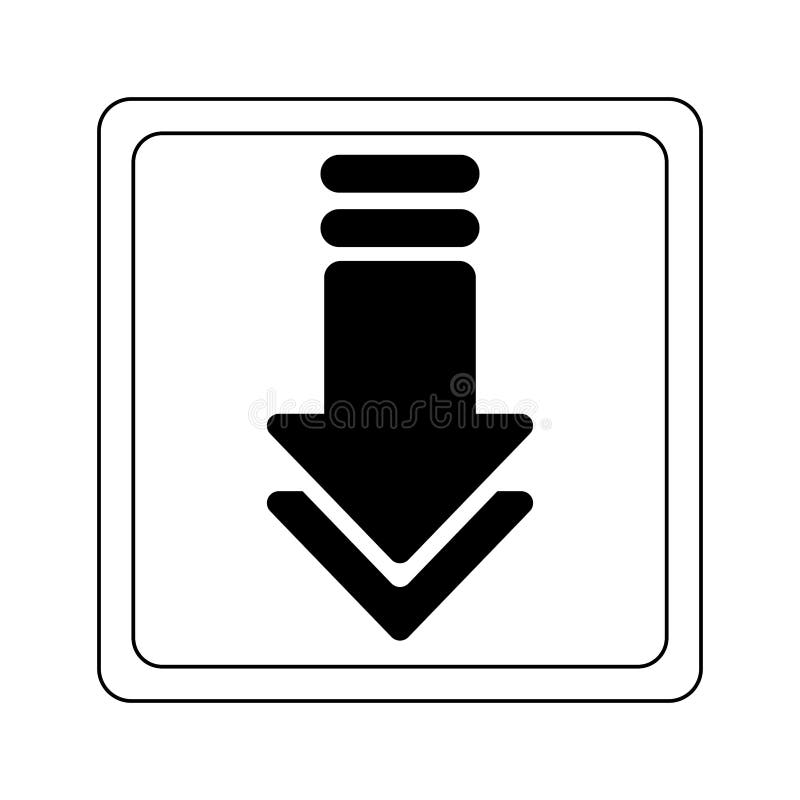 Download Arrow Down Button Black and White Stock Vector - Illustration ...