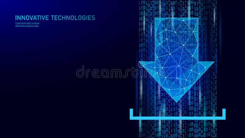 Download Arrow Low Poly Sign. Blue Triangle Line Symbol. Mobile Web ...