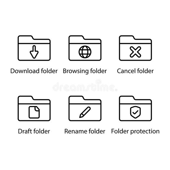 Download, Browsing, Cancel, Draft, Rename, Protection, Folder Icon ...