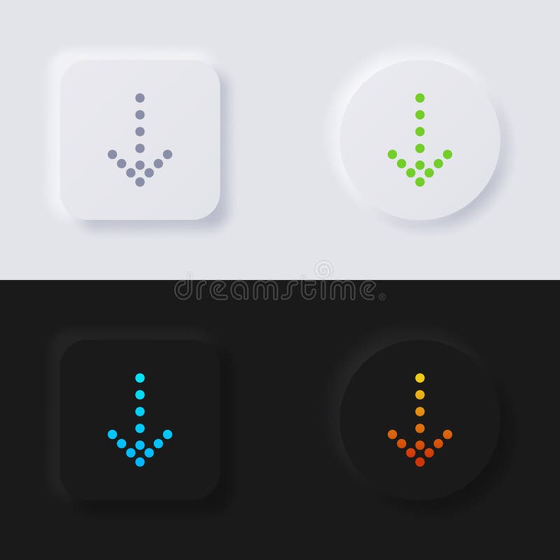 Download Button, Arrow Icon Set, Multicolor Neumorphism Button Soft UI ...