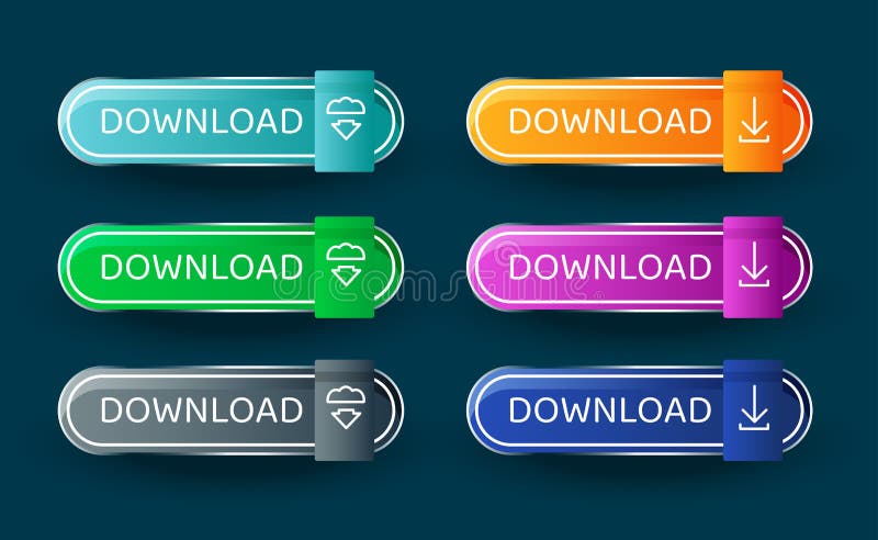 Download Button Template. Set of Vector Modern Material Style Buttons ...