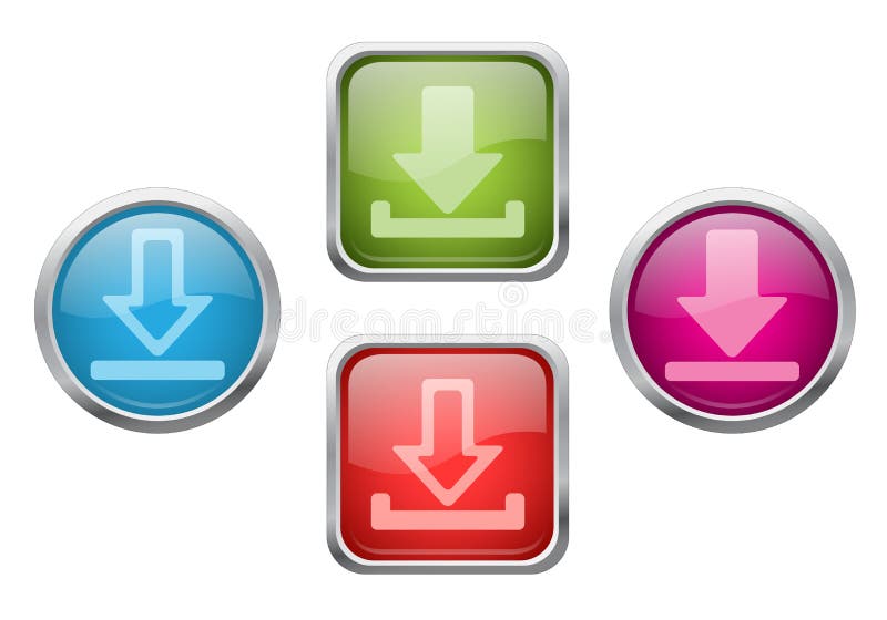 Round Color Download Icons. Stock Vector - Illustration of badge ...