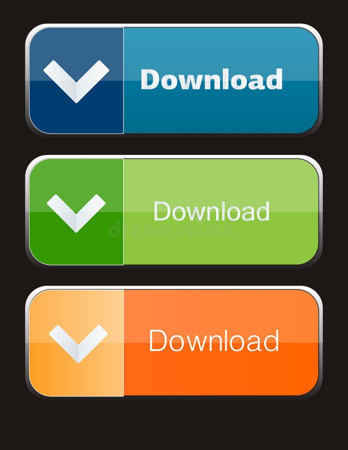 Download Buttons / Icons Set in Flat Design Style Stock Illustration ...