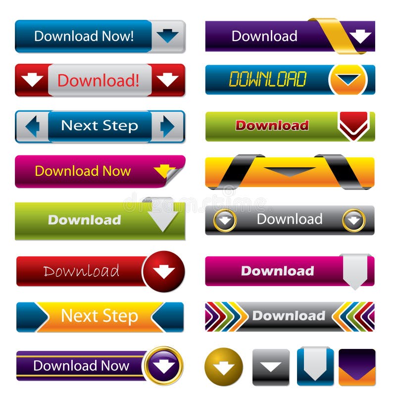 Vector Download Buttons and Stickers Stock Vector - Illustration of ...