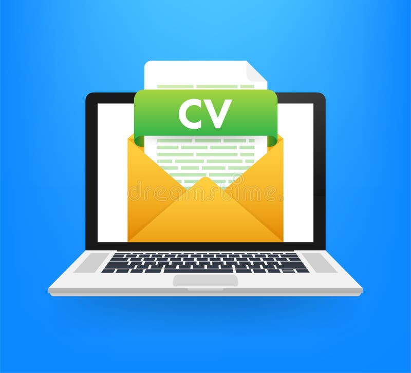 Download CV Button. Downloading Document Concept. File with CV Label ...