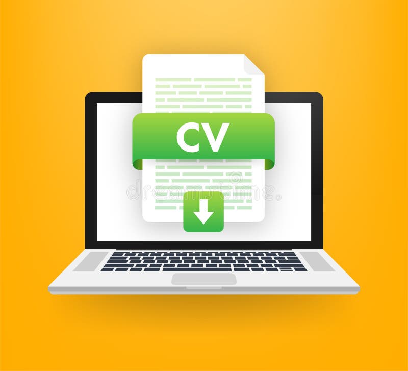 Download CV Button. Downloading Document Concept. File with CV Label ...