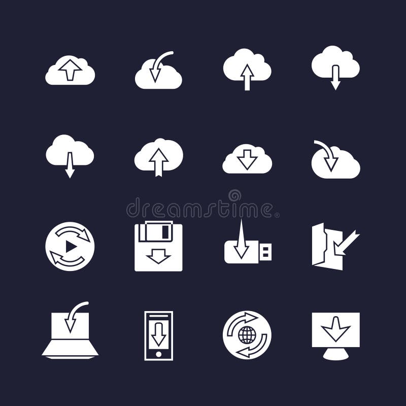 Download on Different Devices and Upload in Cloud Icons. Data Loading ...