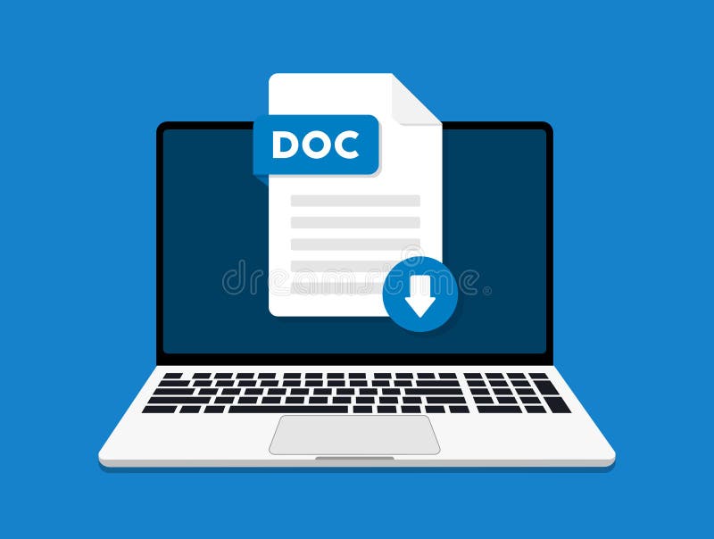 Download of Doc Document in Computer Icon. Vector Icon Stock Vector ...