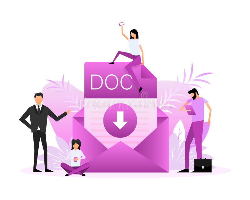 Download Doc File. Group of People with Doc Document. Isometric Vector ...