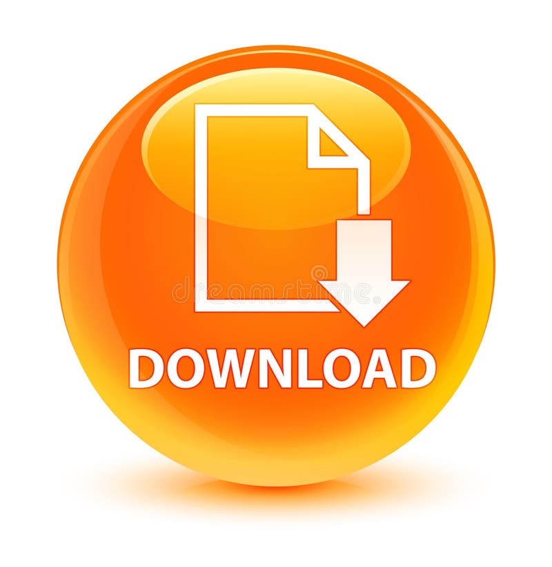 Download (document Icon) Glassy Orange Round Button Stock Illustration ...