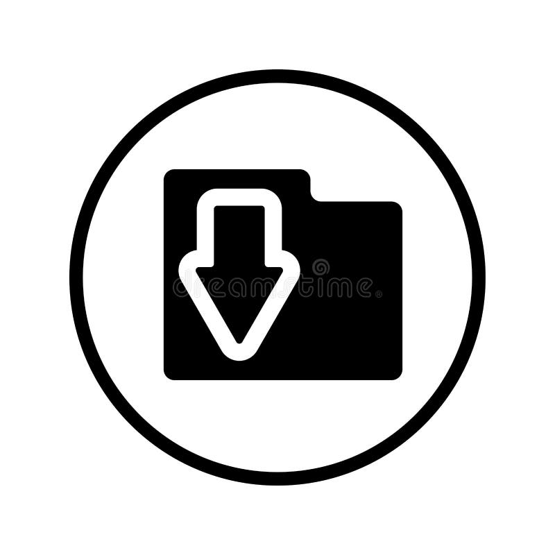 Download, File, Folder Icon. Black Vector Illustration Stock ...