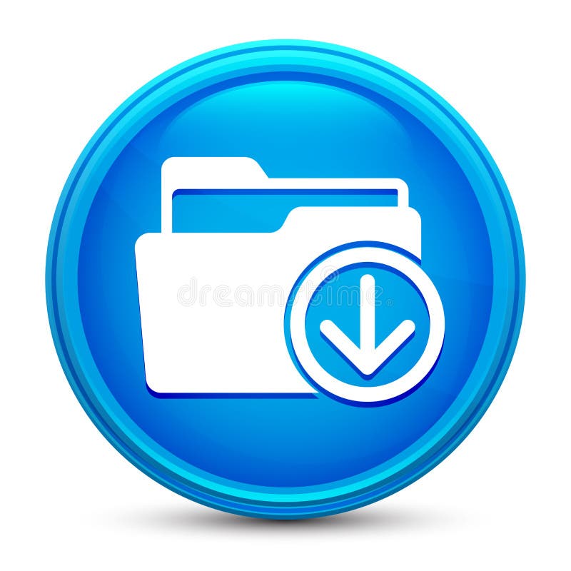 Download Files Icon Glass Shiny Blue Round Button Isolated Design ...